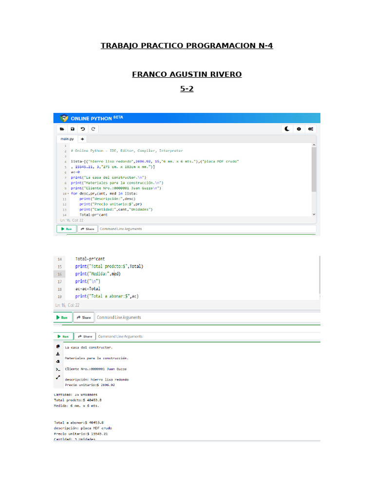 Trabajo Practico Programacion N-4 | PDF