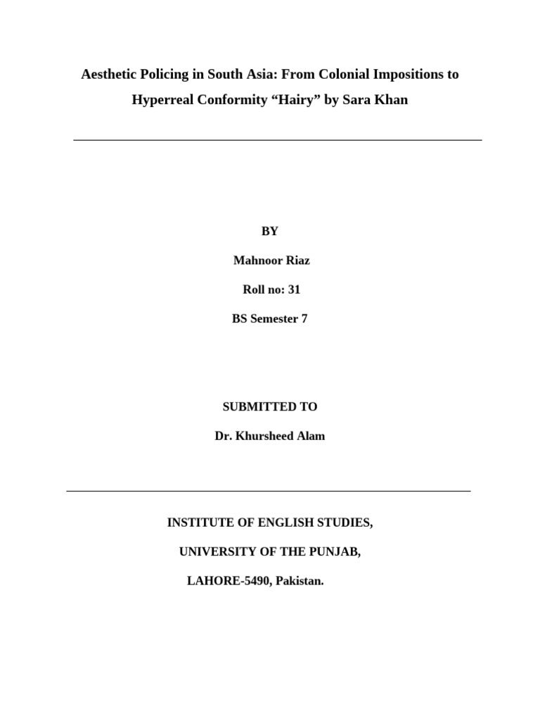 Analysis of Hairy by Mahnoor | PDF | Beauty | Physical Attractiveness