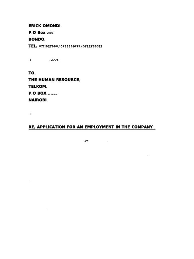 Job Application to Telkom | PDF