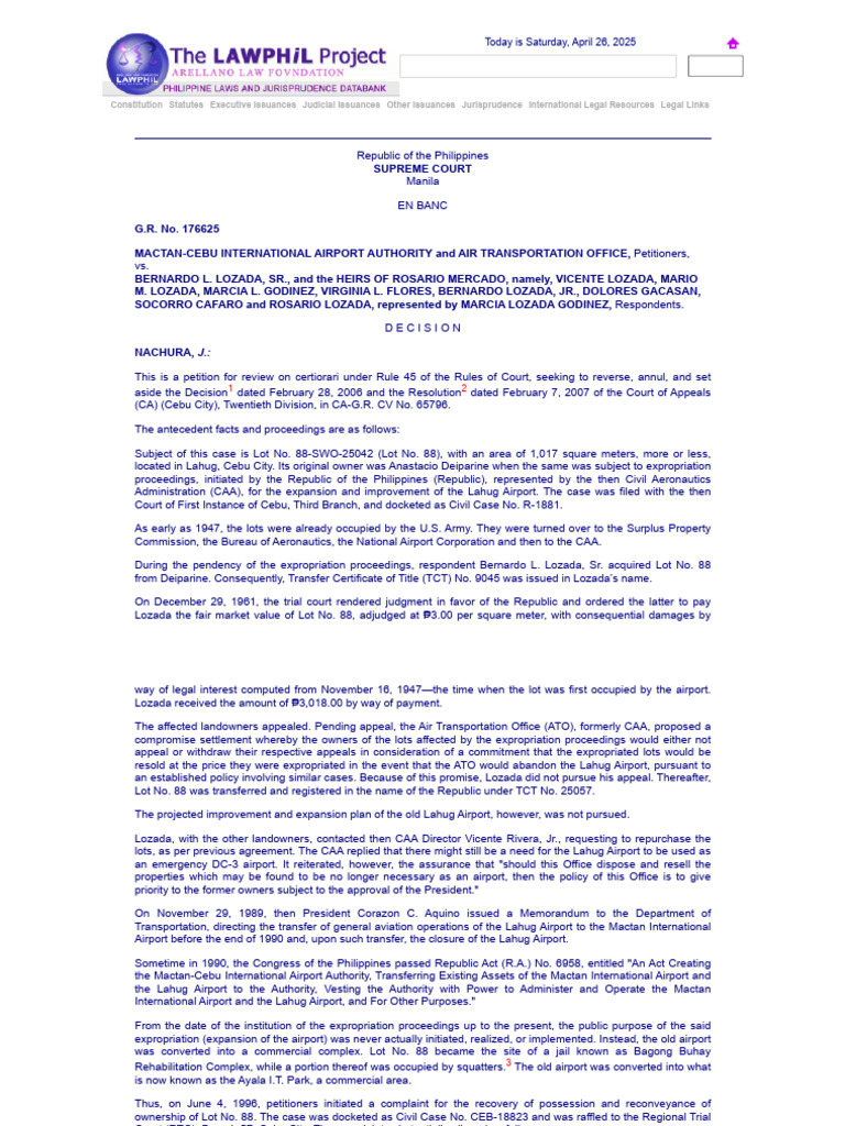 Mactan Airport Vs Lozada | PDF | Eminent Domain | Equity (Law)
