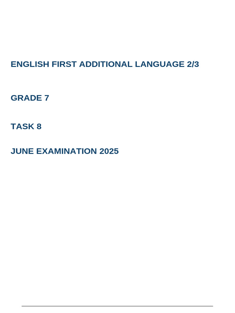 Gr 4 English First additional language task 8 June exam language | PDF ...