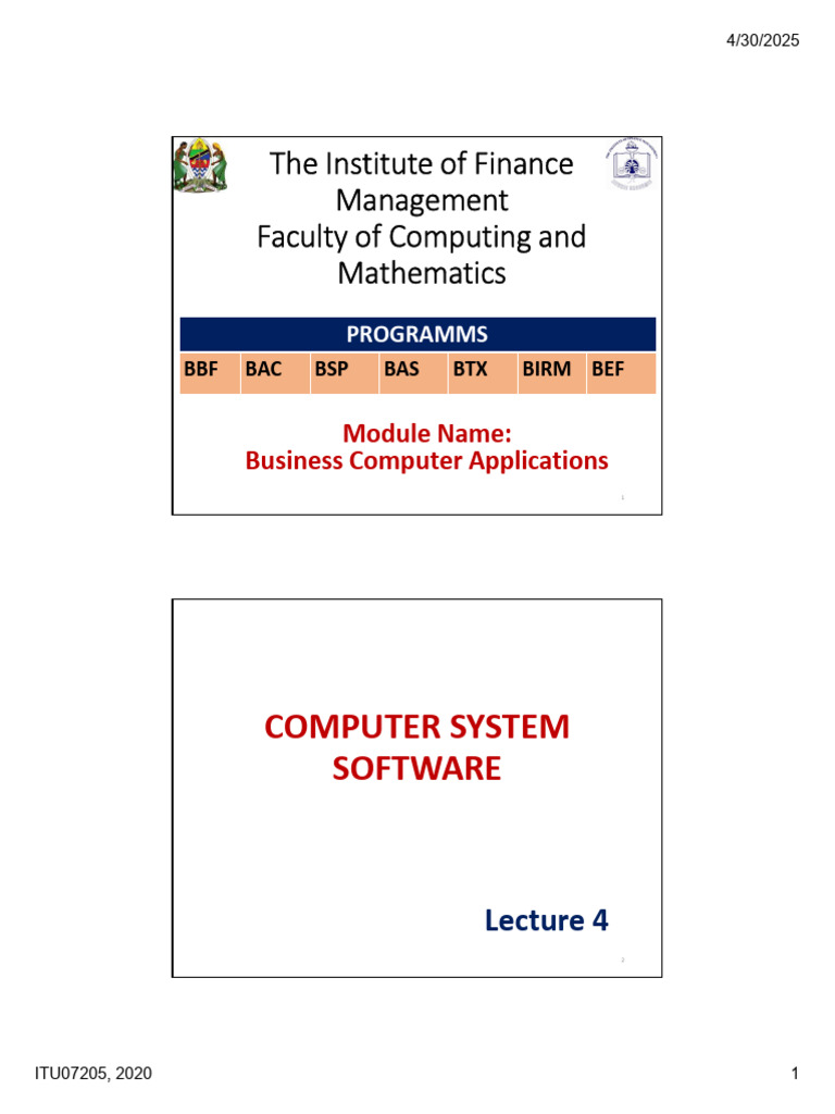Lecture 4 Computer System Software | PDF | Operating System | Graphical User Interfaces