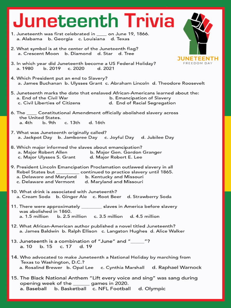 JuneteenthTrivia 1 | PDF