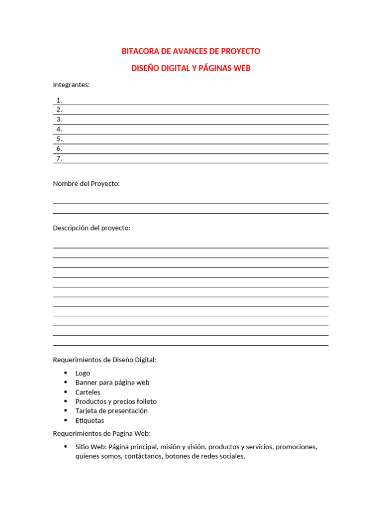 Bitácora de Avances del Proyecto Web | PDF