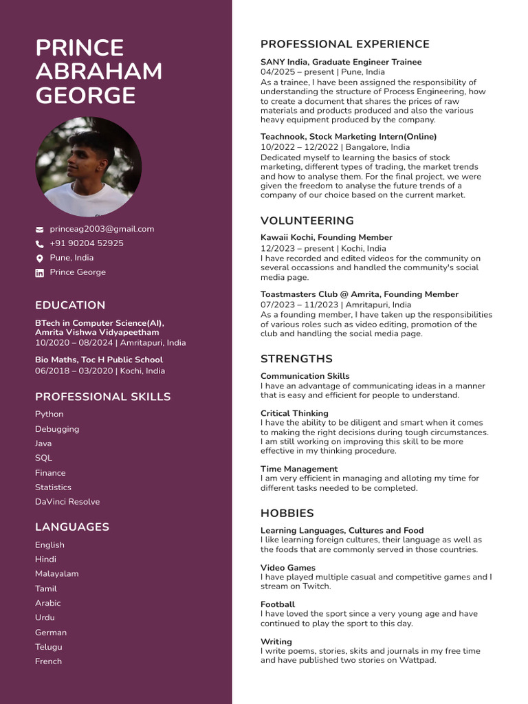 Prince George Rockstar Resume-1 | PDF