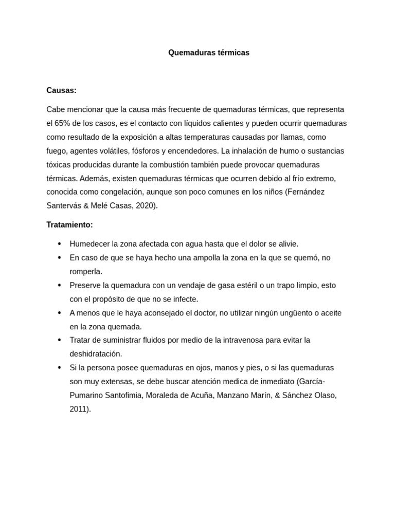 Causas y tratamiento de quemaduras térmicas | PDF | Quemar ...