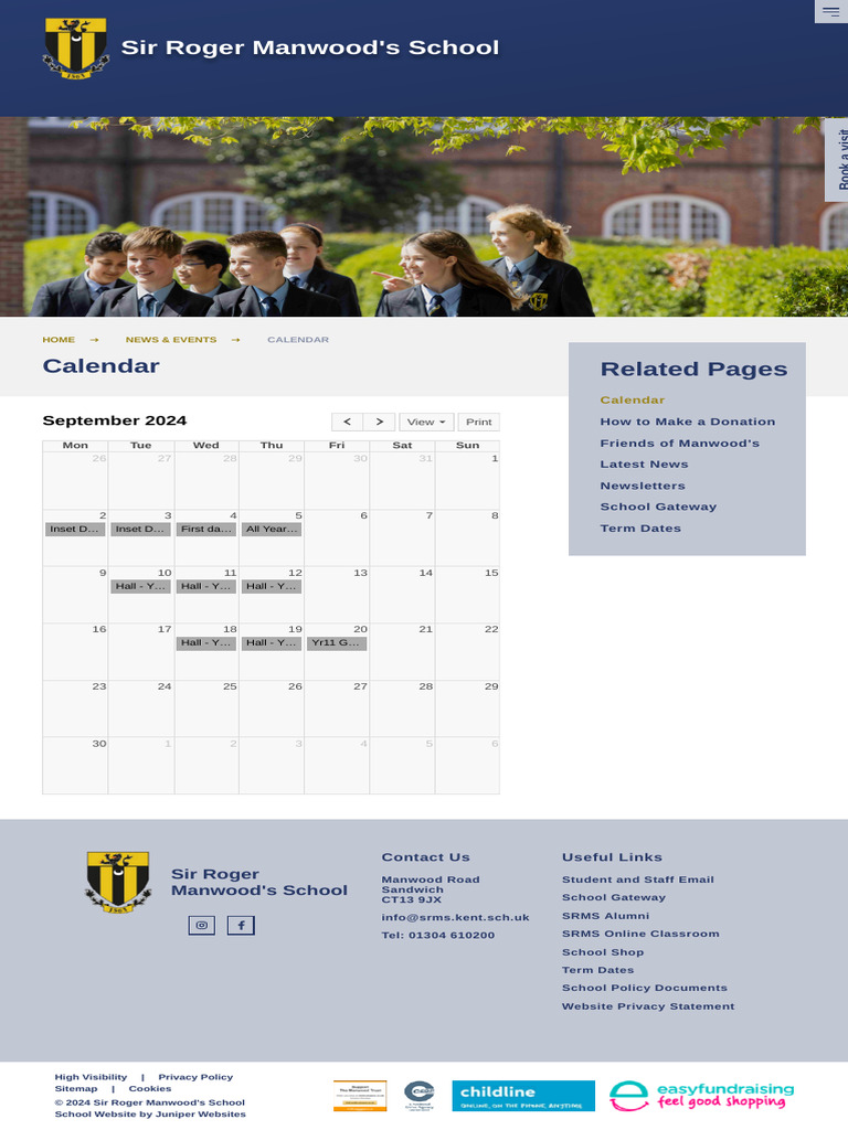 Sir Roger Manwood's School Term Dates | PDF