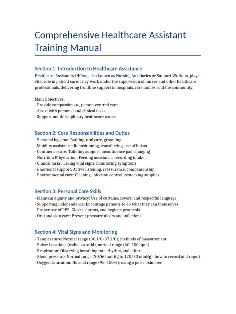 Free HCA Training Manual PDF Download | PDF | Medicine | Health Sciences