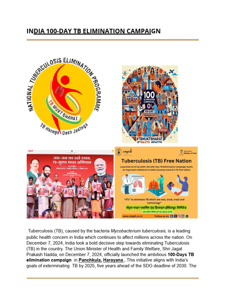 India’s 100-Day TB Elimination Campaign | PDF | Tuberculosis | Social ...