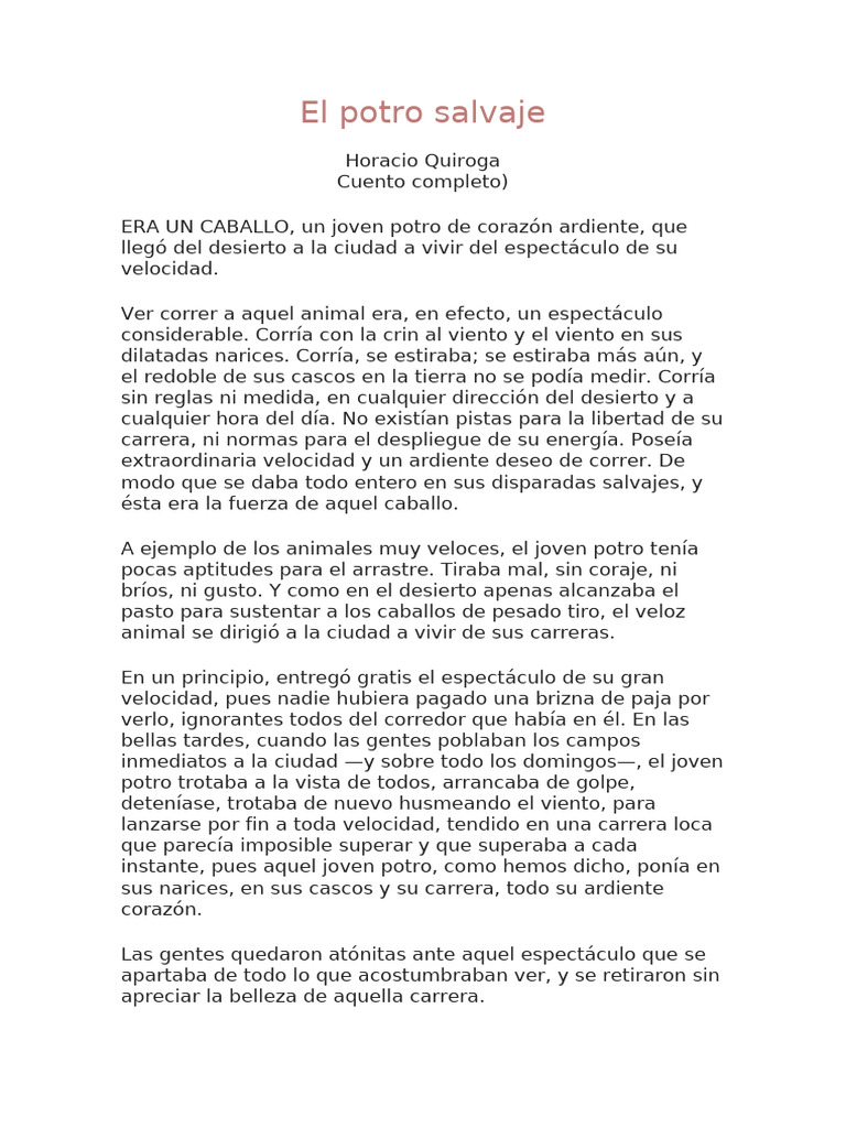 El potro salvaje y su libertad perdida | PDF | Caballos