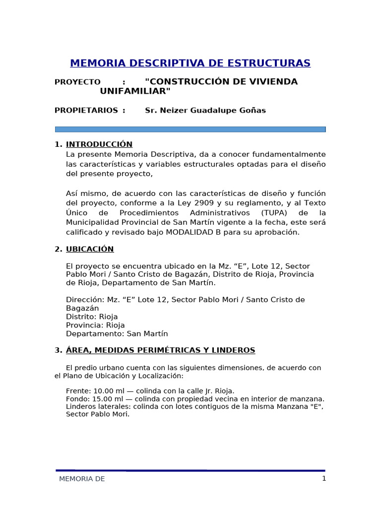 02.01 MD UNIFAMILIAR ESTRUCTURAS | PDF | Fundación (Ingeniería) | edificio