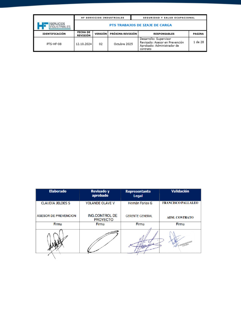 PTS-HF-08 TRABAJOS IZAJE DE CARGA Rv03 | PDF | Entorno natural ...