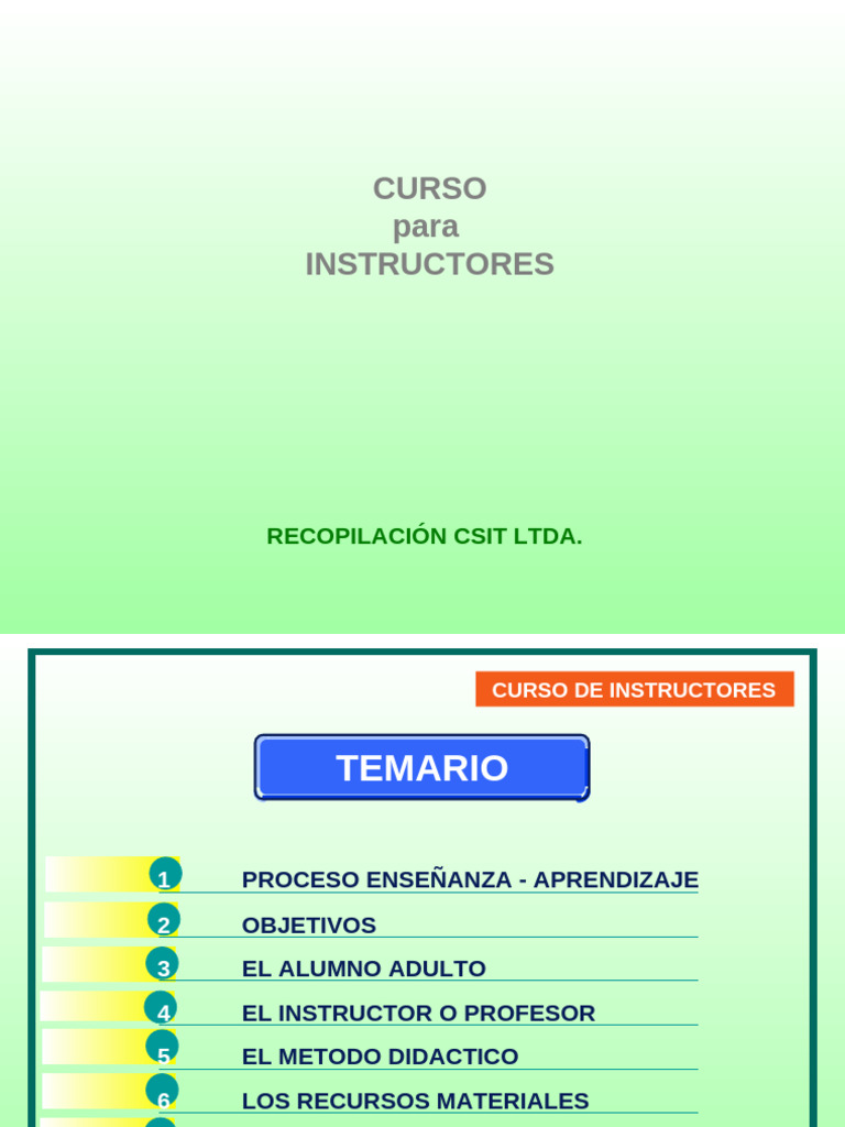 Presentación Curso para Instructores | PDF | Aprendizaje | Evaluación