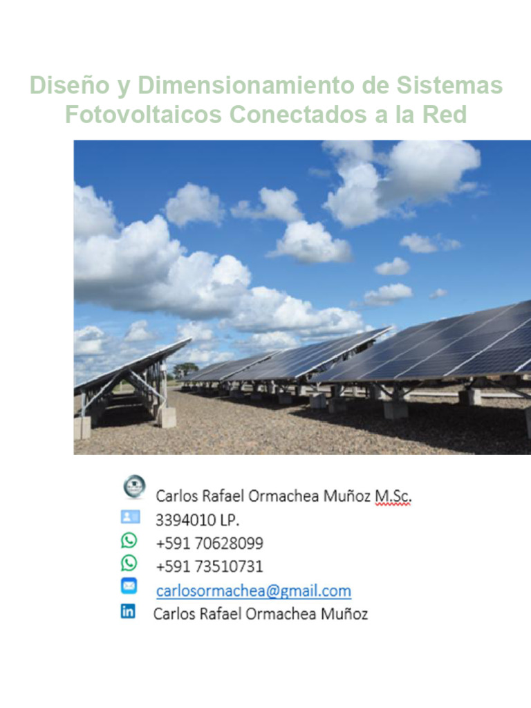 Manual - Dimensionamiento Del Sistema Fotovoltaico Conectado A La Red | PDF | Fotovoltaica ...