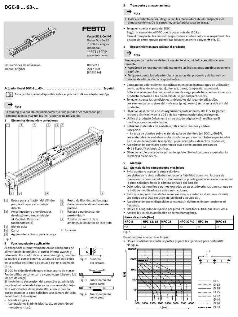 Festo DGC ... FA ... - ES | PDF | Tornillo