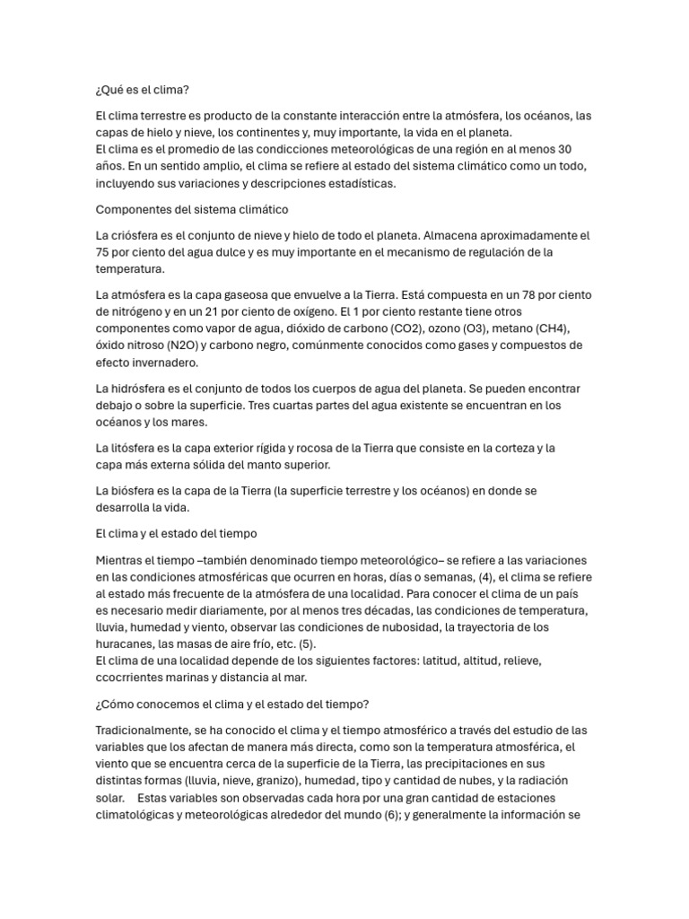 Que Es El Clima | PDF | Clima | Tierra