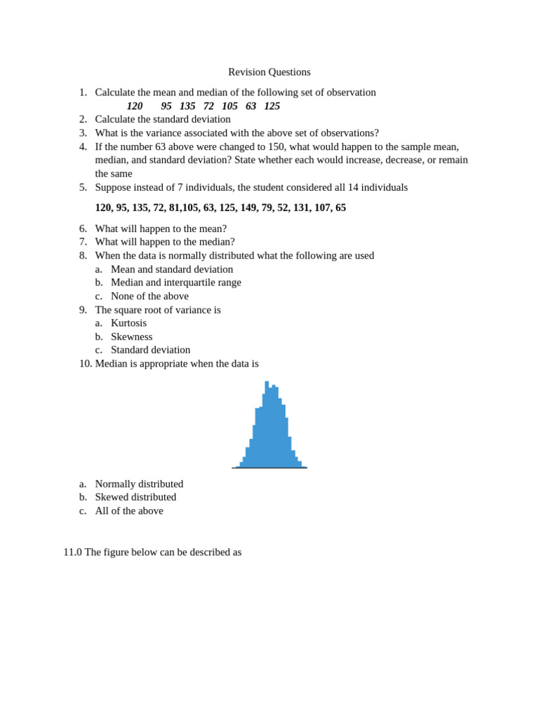 Biostatistics Questions by Coolman Evernice | PDF | Skewness ...