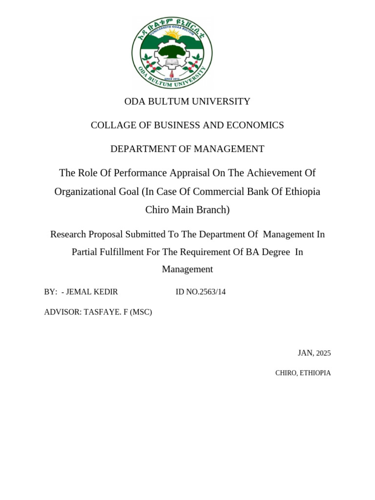 Jemal Kedir2563 Proposal 2025 | PDF | Performance Appraisal | Goal