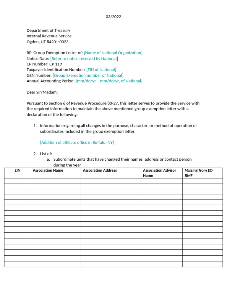 Group Exemption Letter Update 2022 | PDF | Internal Revenue Service | Taxes