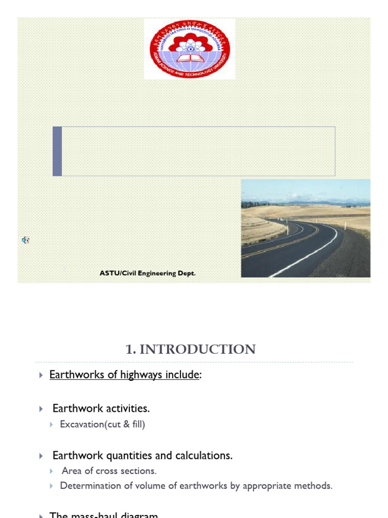 Chapter 4 EARTHWORK QUANTITIES AND MASS HAUL DIAGRAM | PDF | Road | Area