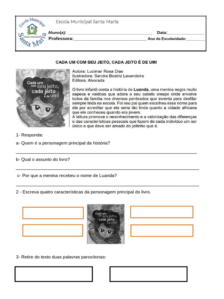 Ativ. de Port. Ficha de Livro | PDF