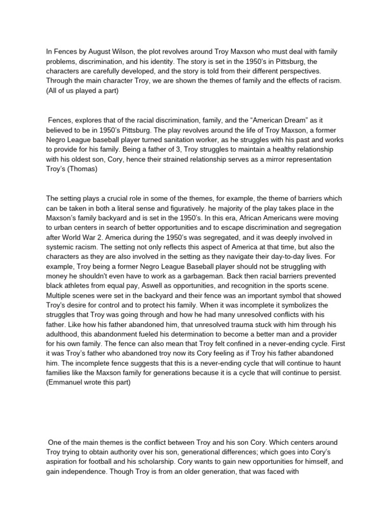 Book Club Scene Analysis | PDF | Fences (Play) | Politics And Race