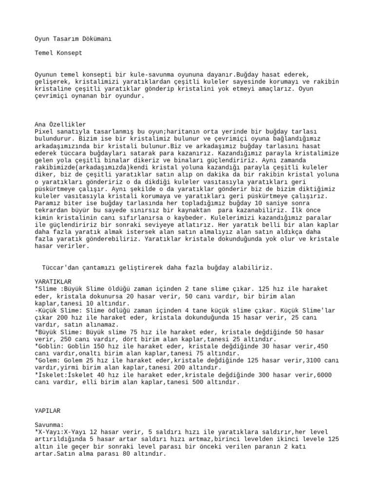 Online Oyun GDD | PDF