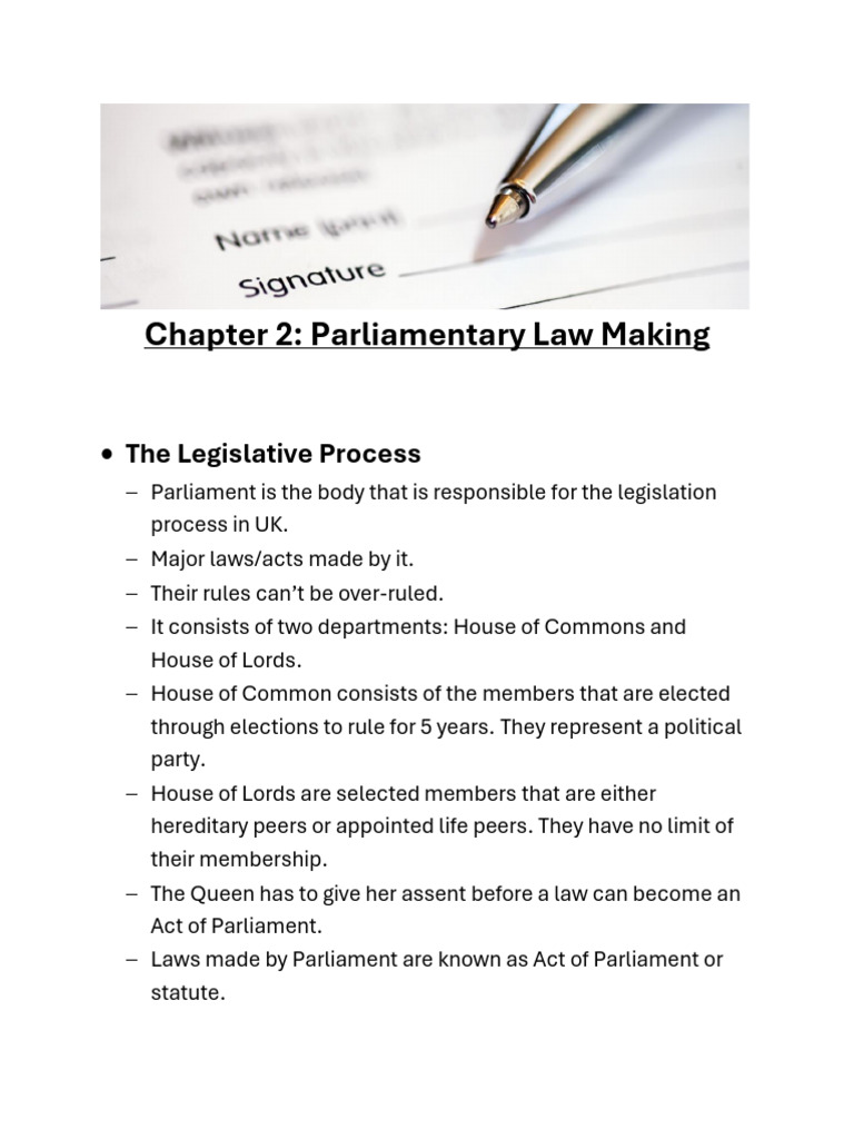 UK Parliamentary Law Making Process | PDF | Parliament Of The United ...