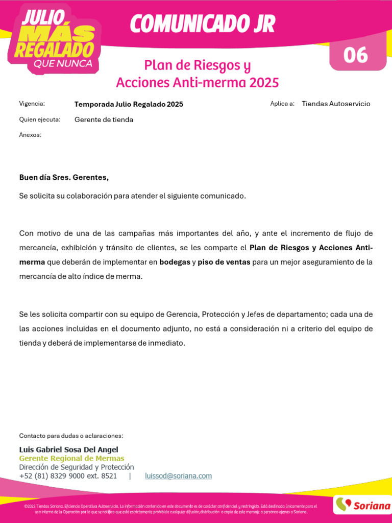COJR06 - Plan de Riesgos y Acciones Anti-Merma 2025 | PDF