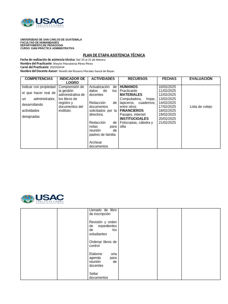 Plan Especifico de Asistencia Tecnica Marubenia | PDF