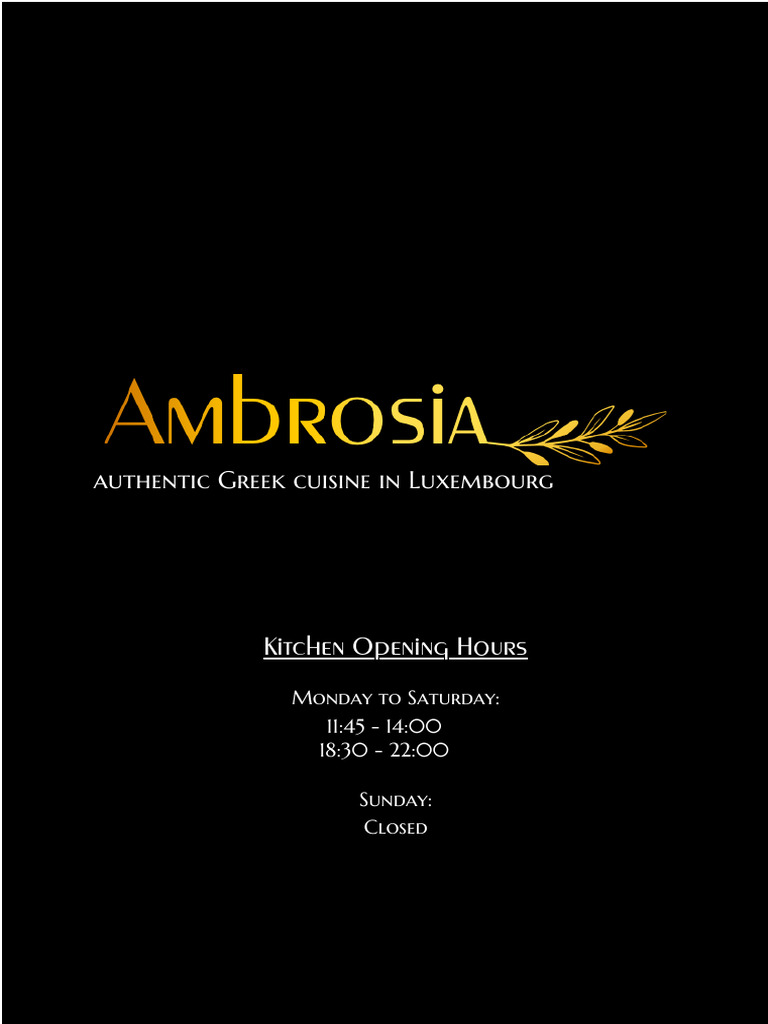 Ambrosia Restaurant Menu Overview | PDF | Meat | Prepared Foods