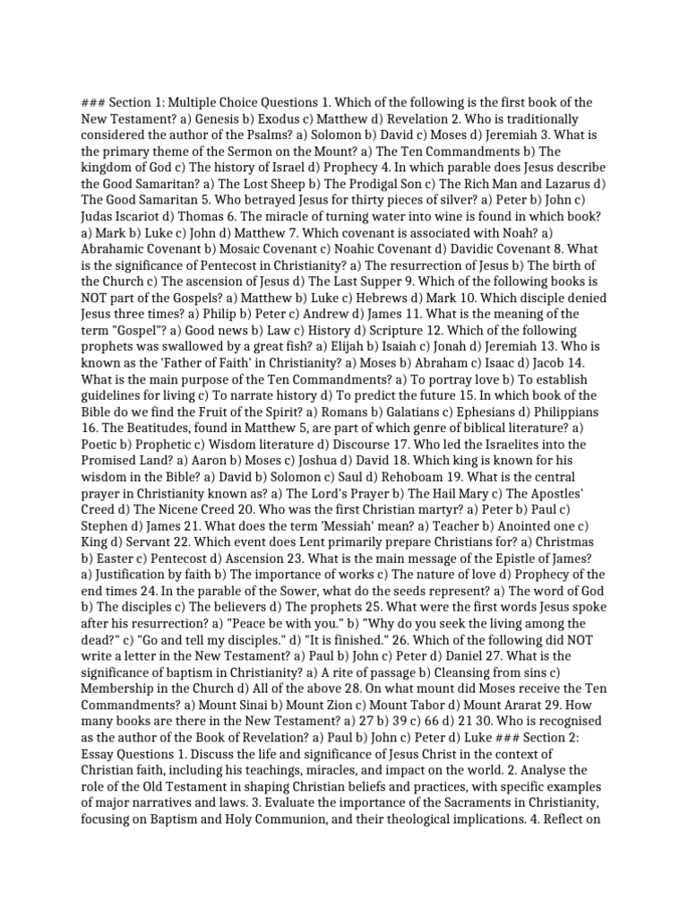 Lesson Plan For Christian Religious Studies Senior Secondary 3 Title 1st Term Examinations For ...