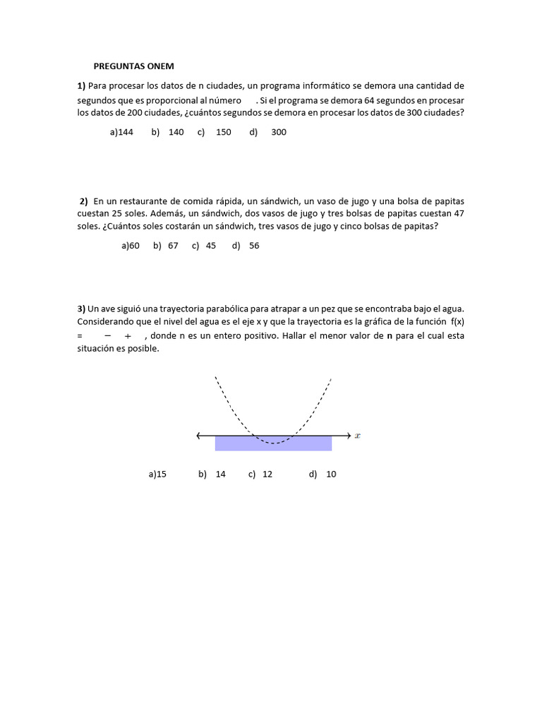 Preguntas Onem | PDF