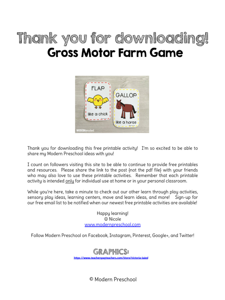Farm Animal Gross Motor | PDF