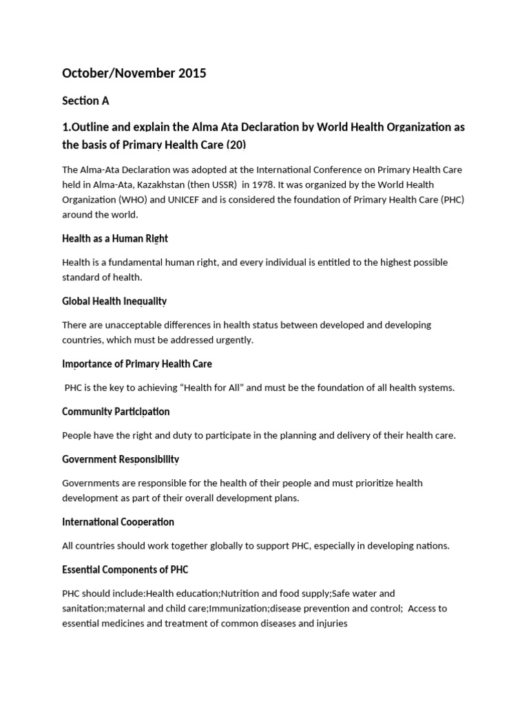 NkomozelaPHC Qns and Ans | PDF | Health Care | Maternal Health