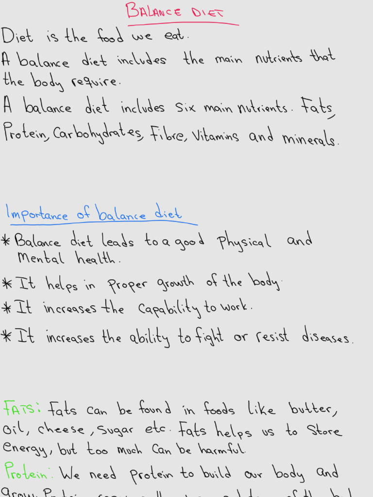 Notes On Balance Diet | PDF