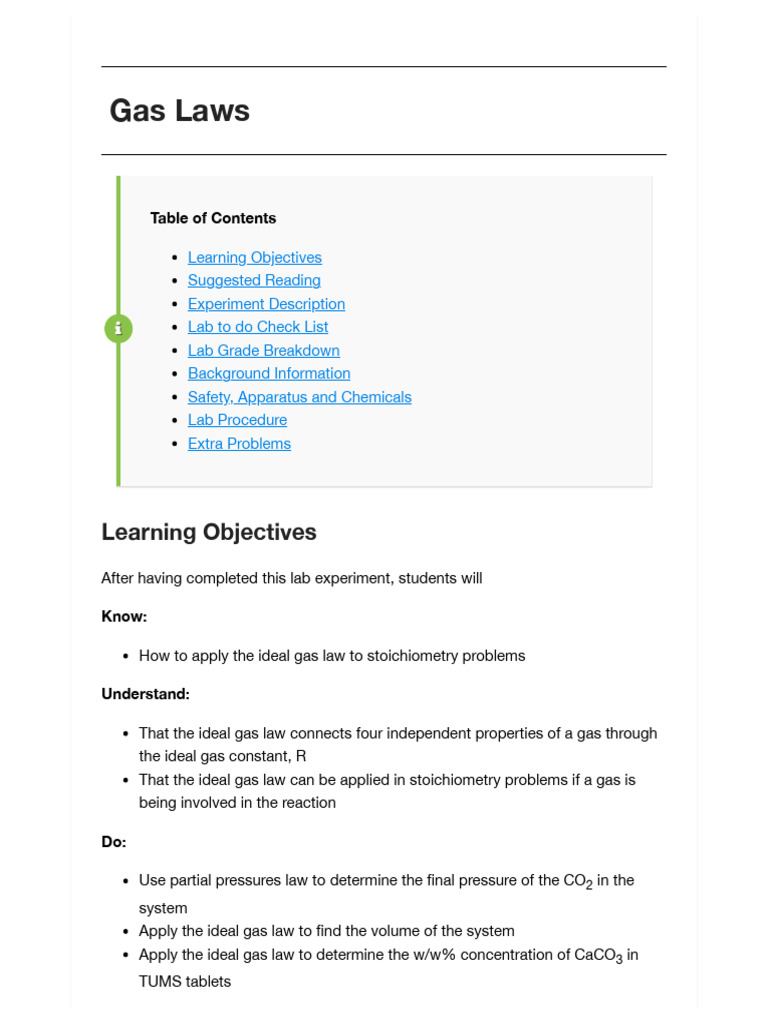 McGill Chem 120 Gas Laws Lab Manual | PDF | Standard Deviation ...