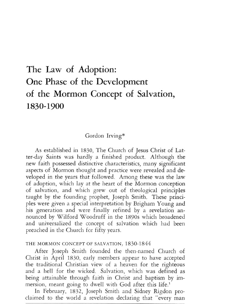 Law of Adoption | PDF | The Church Of Jesus Christ Of Latter Day Saints ...