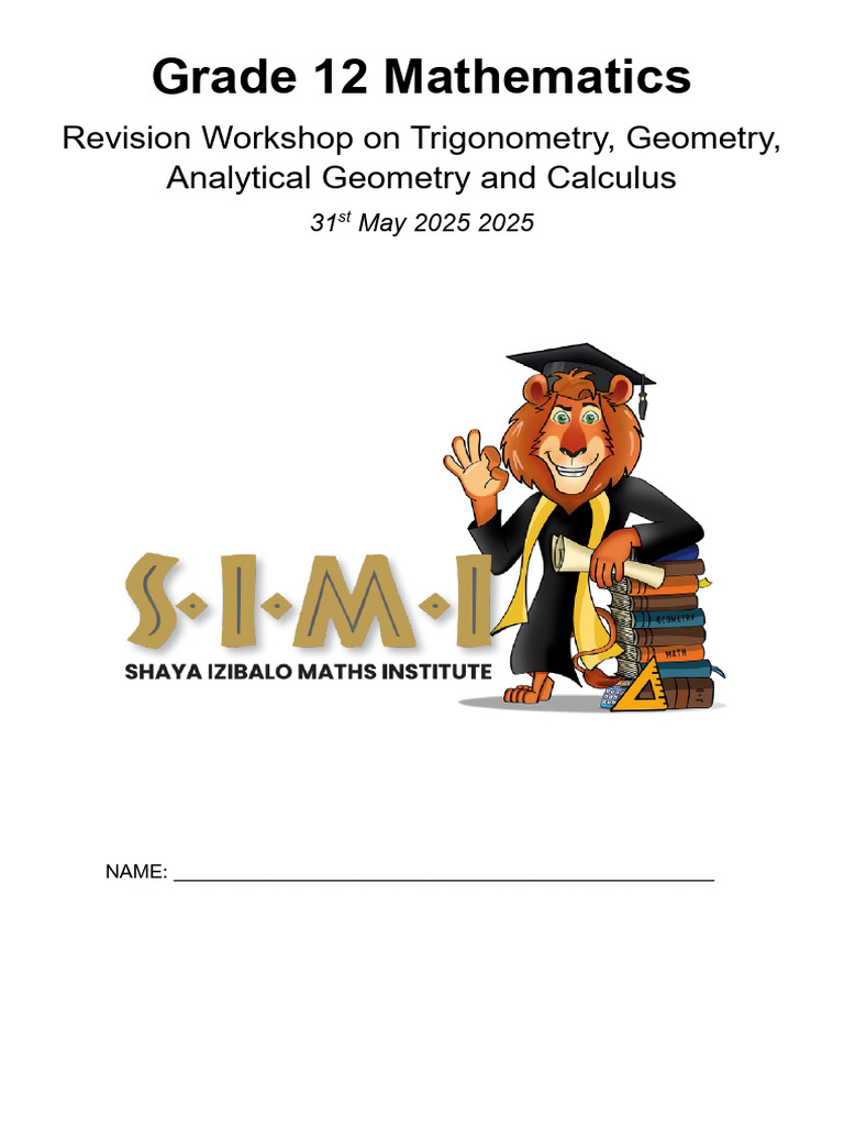 Grade 12 Math Trigonometry & Geometry Workshop | PDF | Line (Geometry ...