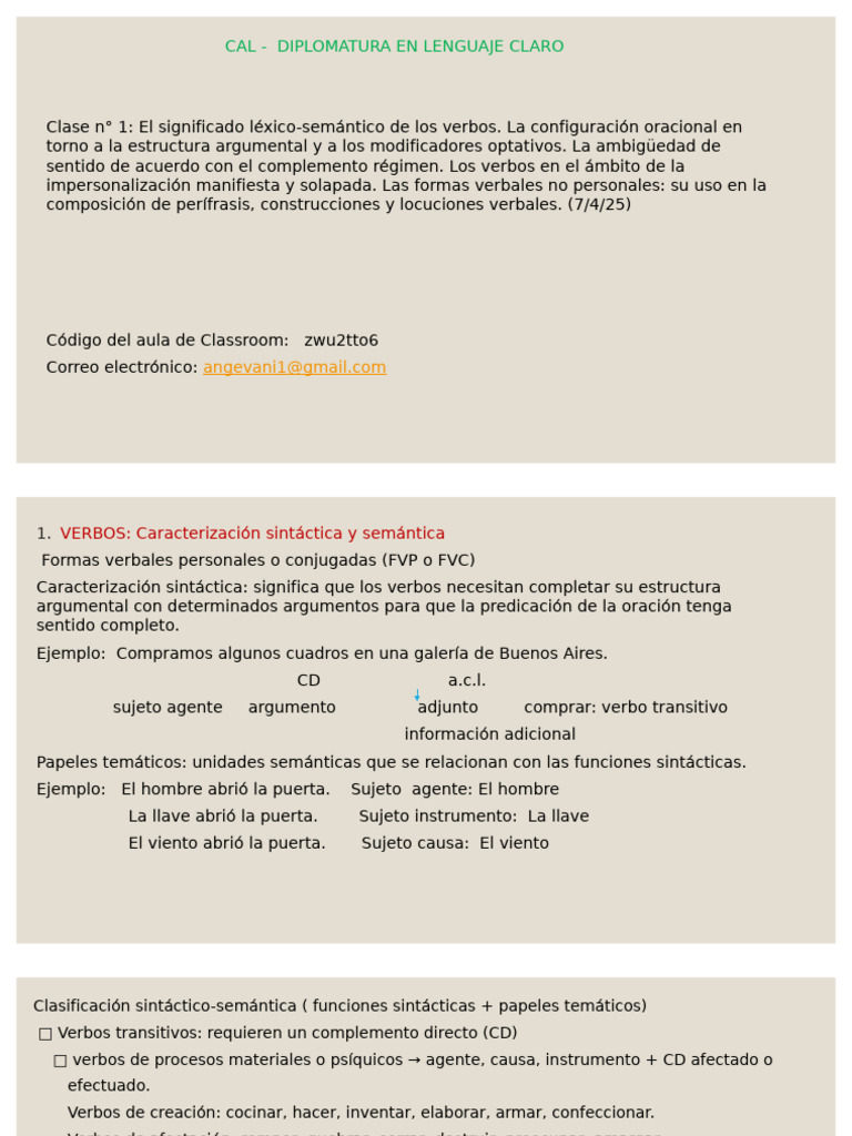 Clases de Gramatica 4 | PDF | Verbo | Asunto (gramática)