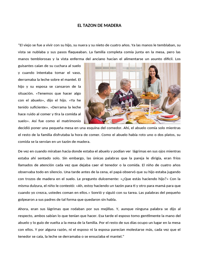 El Tazón de Madera: Reflexión Familiar | PDF