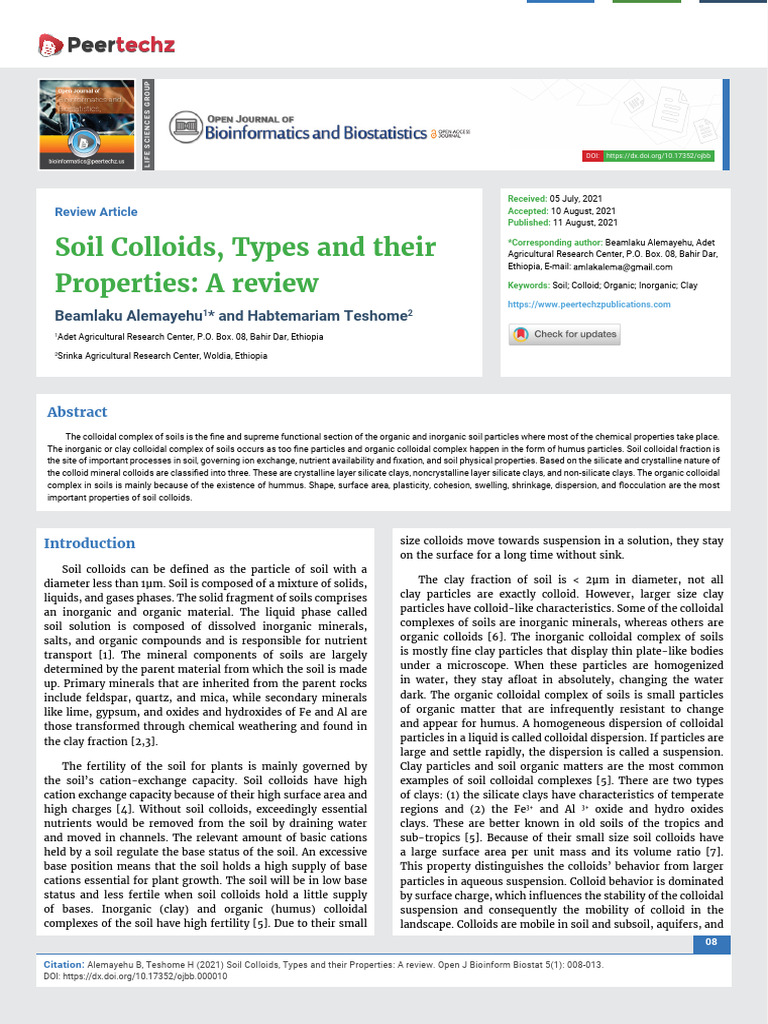 Soil_Colloids_Types_and_their_Properties_A_review (1) | PDF | Soil | Colloid