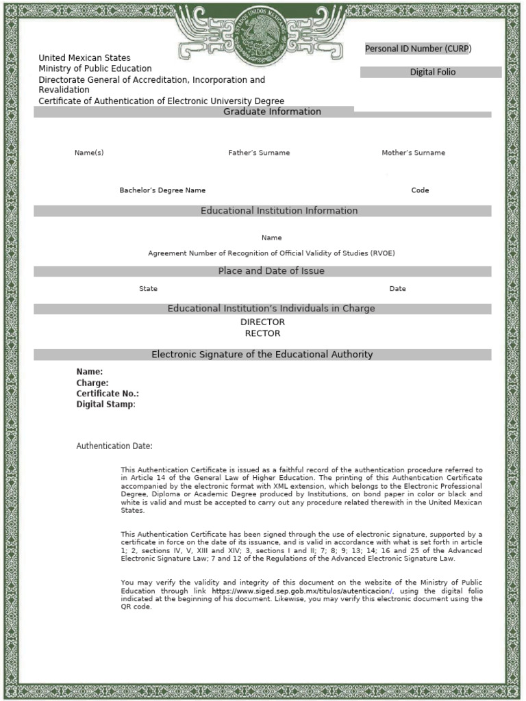 Certificado de Autenticación de Título Universitario | PDF ...