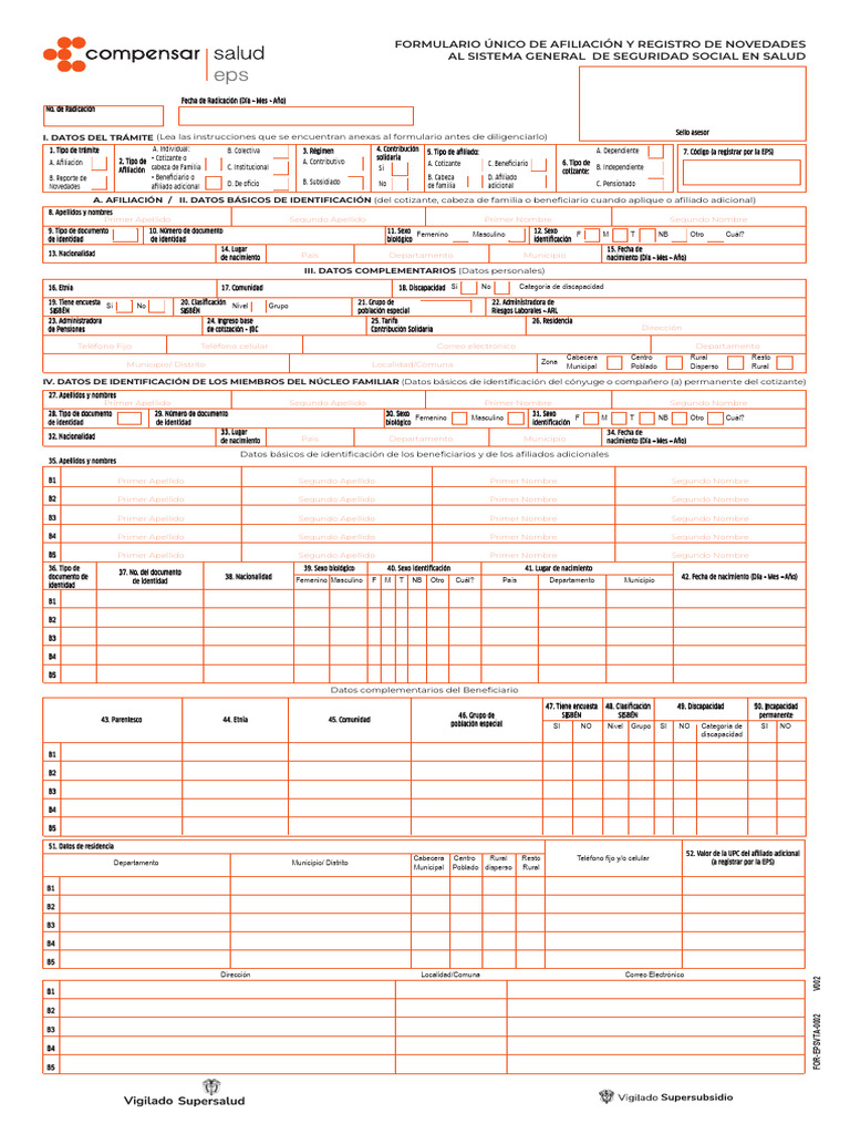 FORMATOAFILIACIoN COMPENSAR | PDF