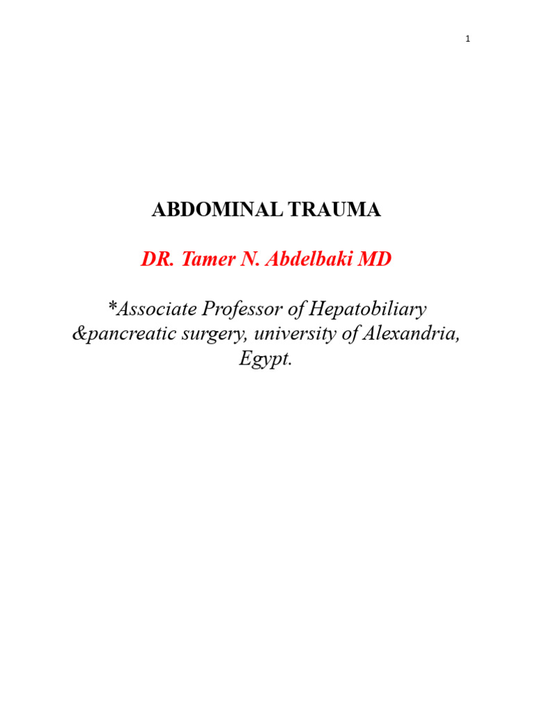 Abdominal Trauma - DR Tamer Abdelbaki - 240412 - 014019 | PDF | Abdomen ...