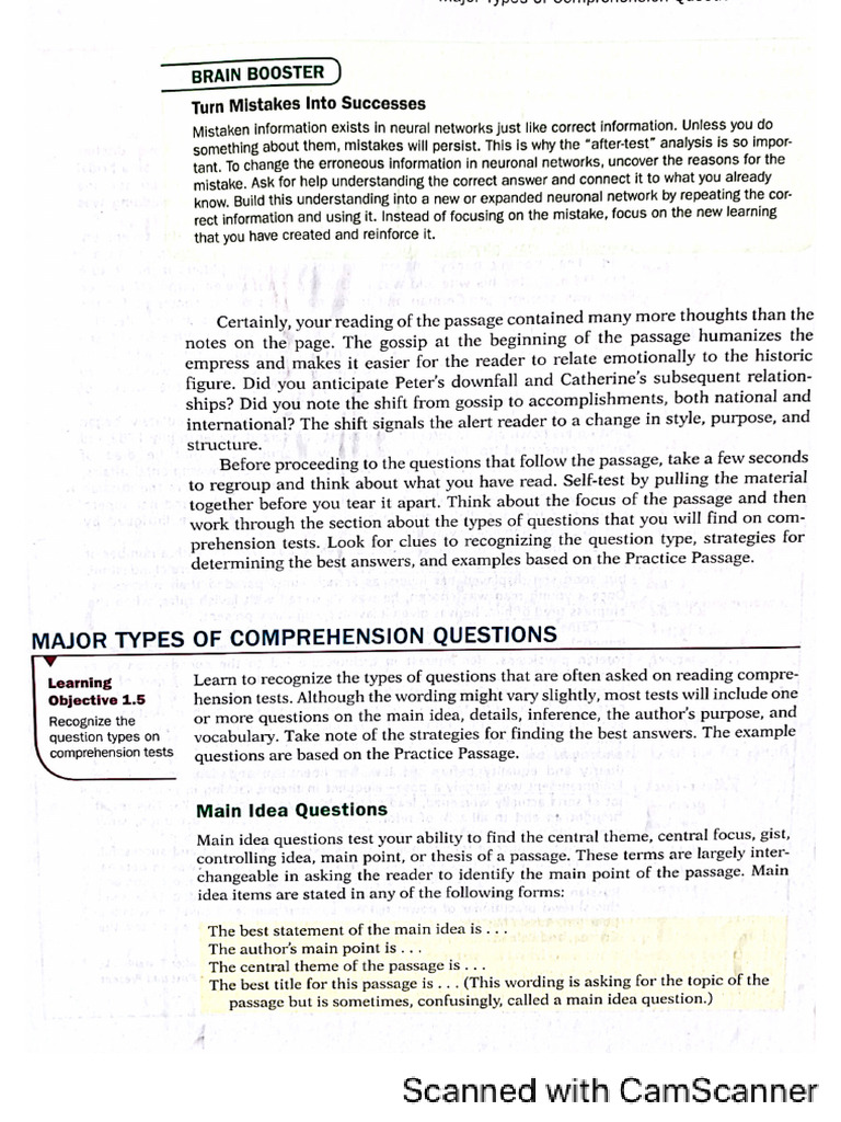 Types of Comprehension Questions | PDF
