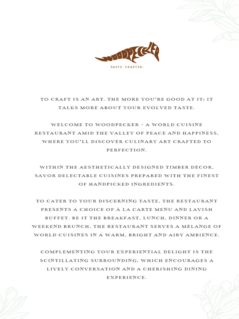 Woodpecker: World Cuisine Restaurant | PDF | Hamburgers | Salad