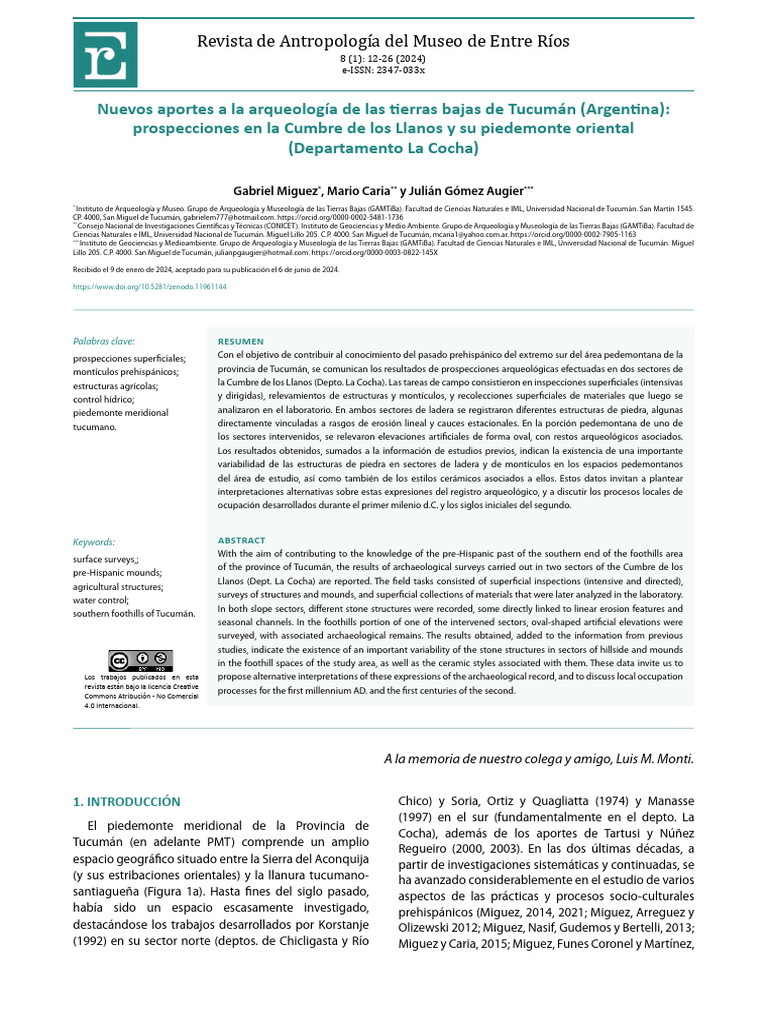 Miguez, G. Et Al. 2024 - Revista de Antropol. Del Museo de Entre Rios ...