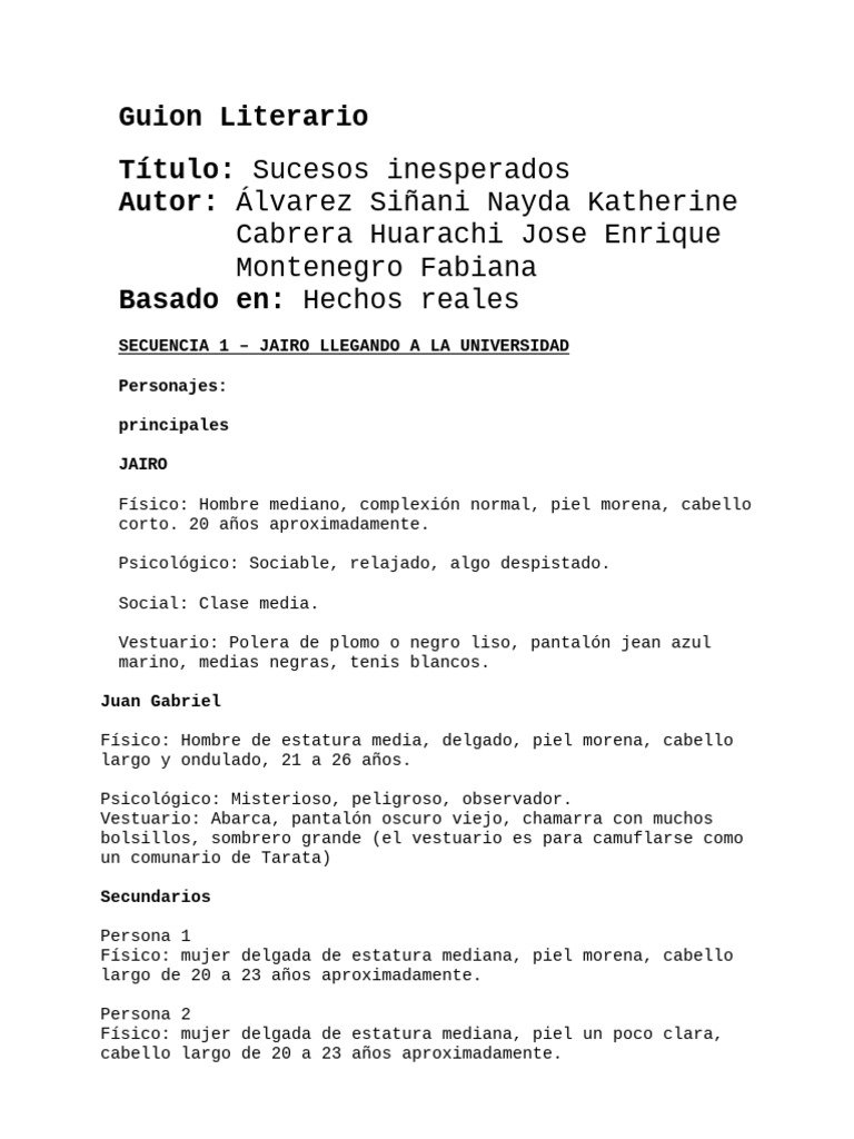 Ejemplo de 2 de Guion Literario tv1 | PDF