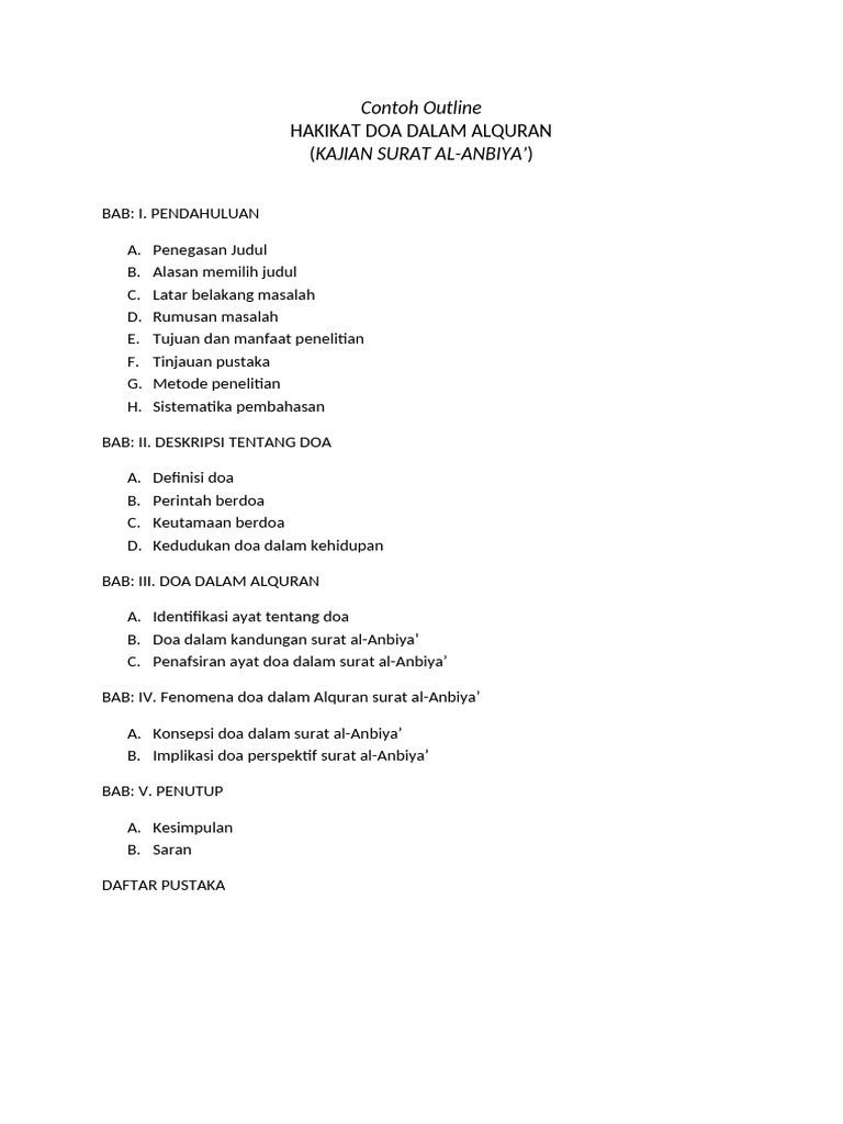 Contoh Outline Skripsi UAS 2020 | PDF